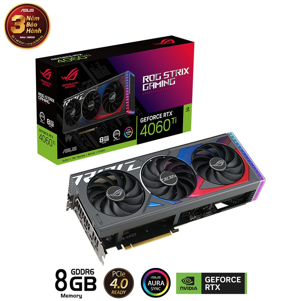 Card màn hình Asus ROG STRIX-RTX 4060 Ti-O8G-GAMING - Thăng Long Computer